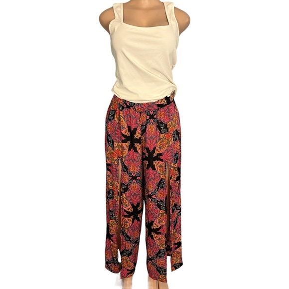 EARTHBOUND | Pants & Jumpsuits | Earthbound Pink Paisley Open Leg Boho ...